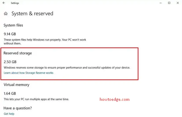 How to enable or disable reserved storage in Windows 10 1903