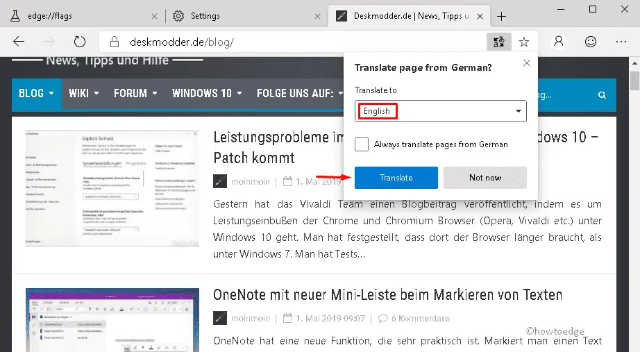 How to Enable Translator in Chromium based Microsoft Edge