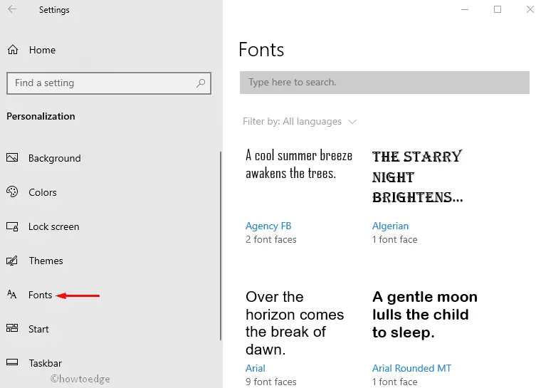 How to add or delete Fonts in Windows 10 - Howtoedge