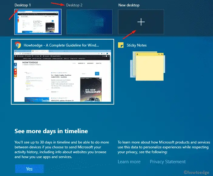 How to switch in between the Virtual Desktops Windows 10 - Howtoedge How to switch in between the Virtual Desktops Windows 10 - Howtoedge