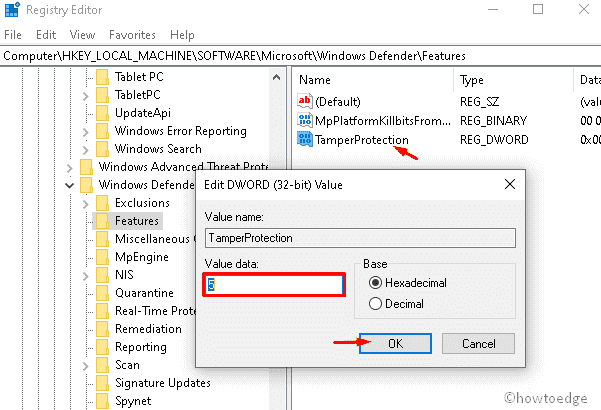 How to Enable or Disable Tamper Protection in Windows 10 - Howtoedge