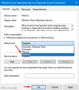 How to enable or disable Error Reporting Service on Windows 10 PC