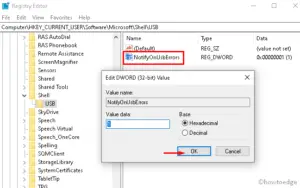 Enable or Disable Notification of USB Issues in Windows 10 - Howtoedge