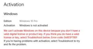 Windows Activation Error Codes and Solutions on Windows 11/10