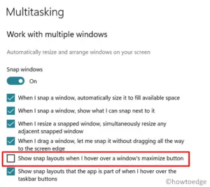 How to Enable or Disable Snap Layouts in Windows 11