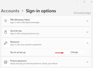 How to change Local Account Password on Windows 11