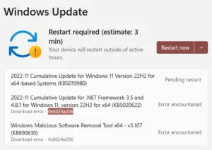 [Solved] Windows Update Download Error 0x8024a206