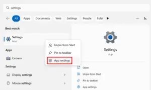 How to Reset Settings App on Windows 11