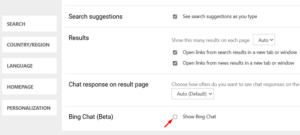 How to Disable Bing Chat AI in Bing Search