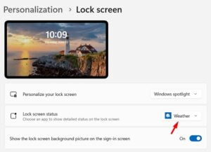 Enable Showing Weather on Windows 11 Lock Screen
