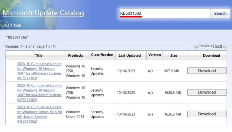 Windows 10 1607 KB5031362 Update OS Build 14393.6351